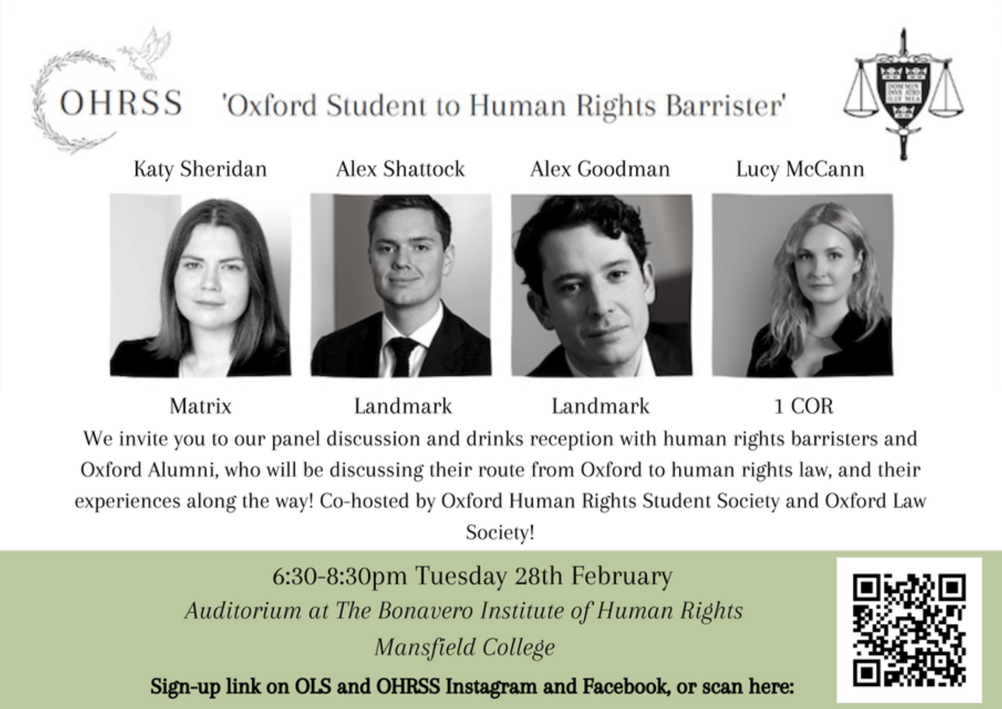Oxford Student to Human Rights Barrister': Panel Discussion and Drinks ...